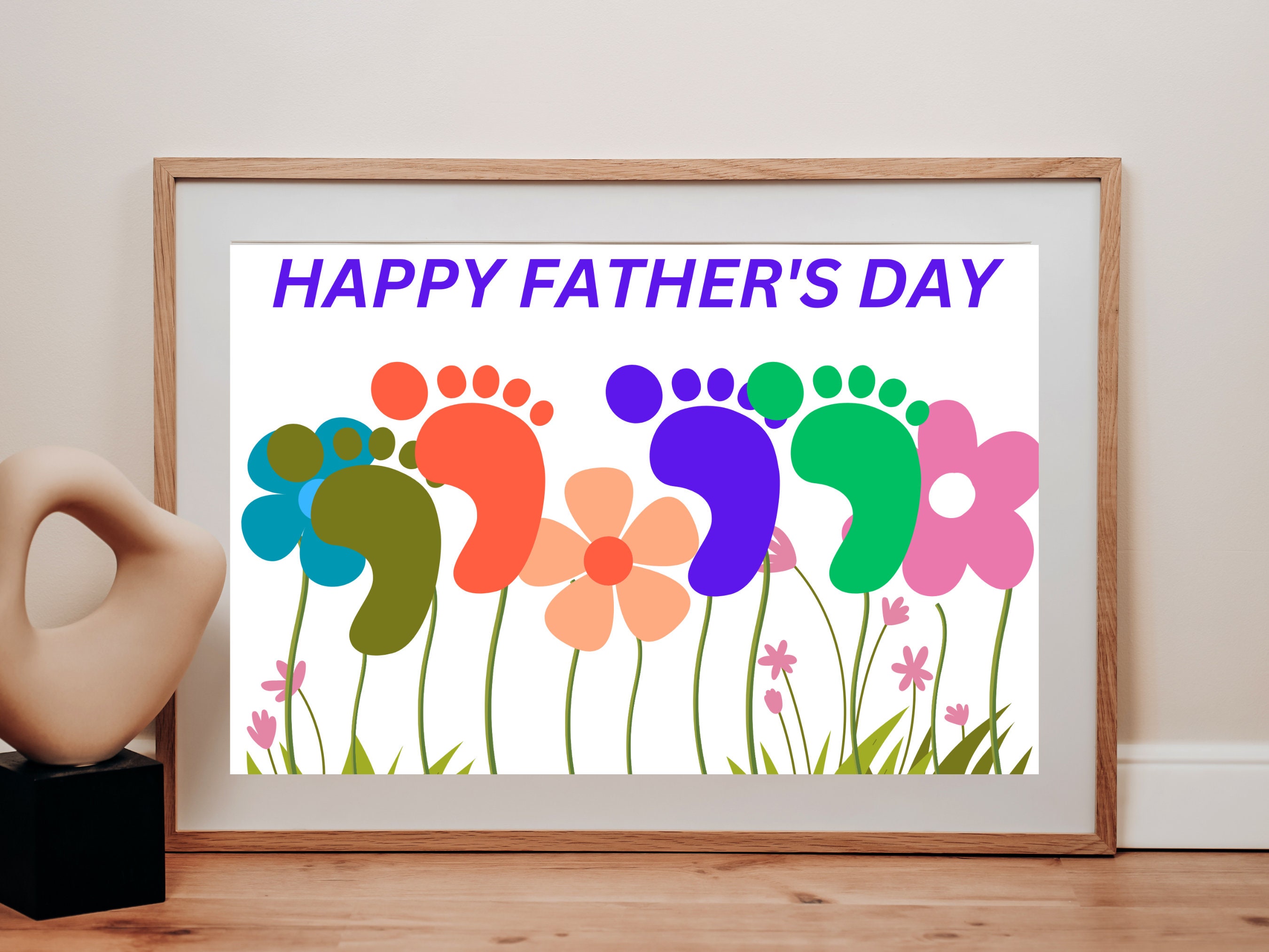 Printable Father's Day Footprint Art, Multiple Kids, Garden Footprint ...