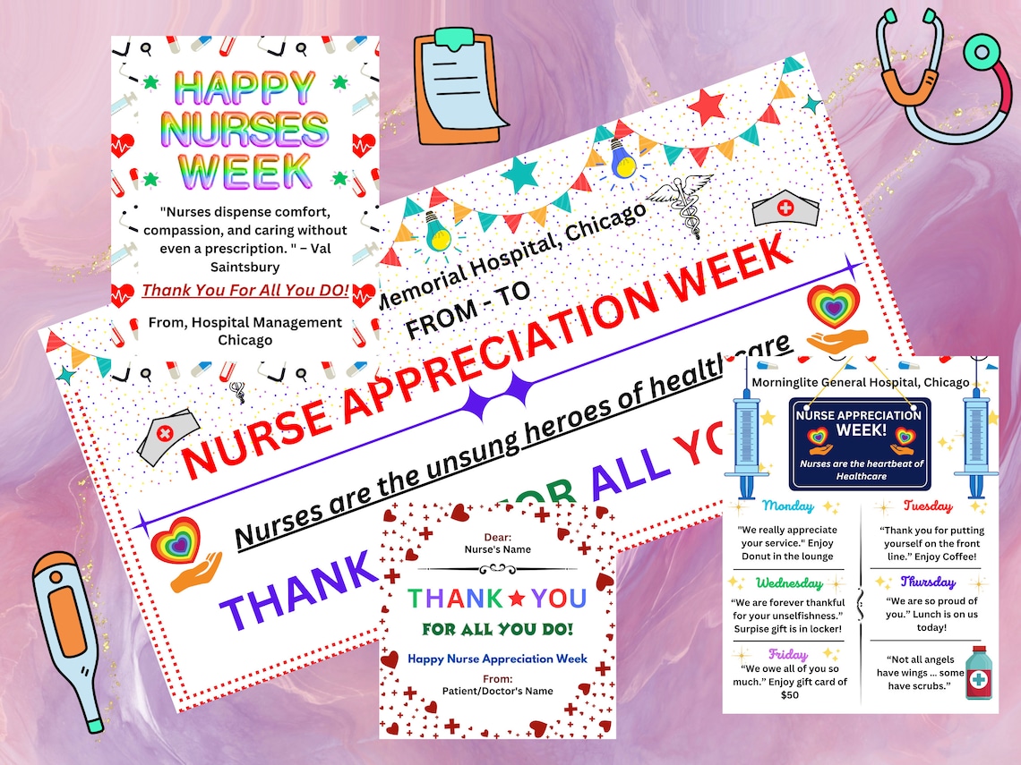 Printable Nurse Appreciation Week OR Day Bundle Which Includes ...