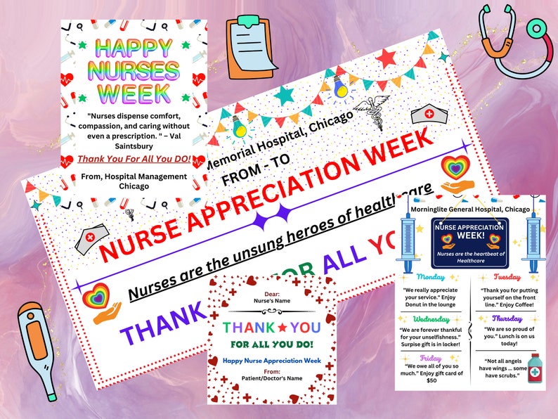Printable Nurse Appreciation Week OR Day Bundle Which Includes ...