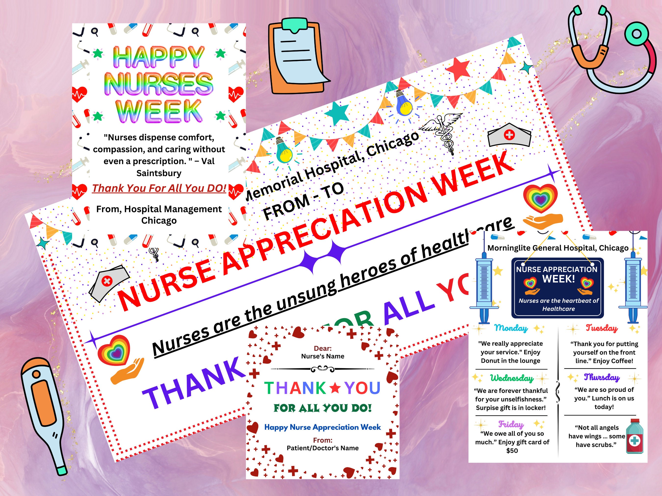 Printable Nurse Appreciation Week OR Day Bundle Which Includes ...