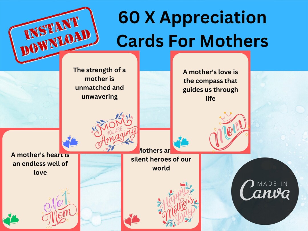 60 Printable Affirmation Cards for Mother's Day, Digital Download ...