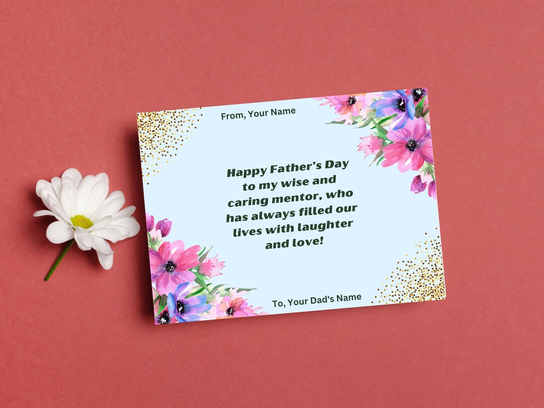 Editable Father's Day Greeting Card Printable – Floral Card ...
