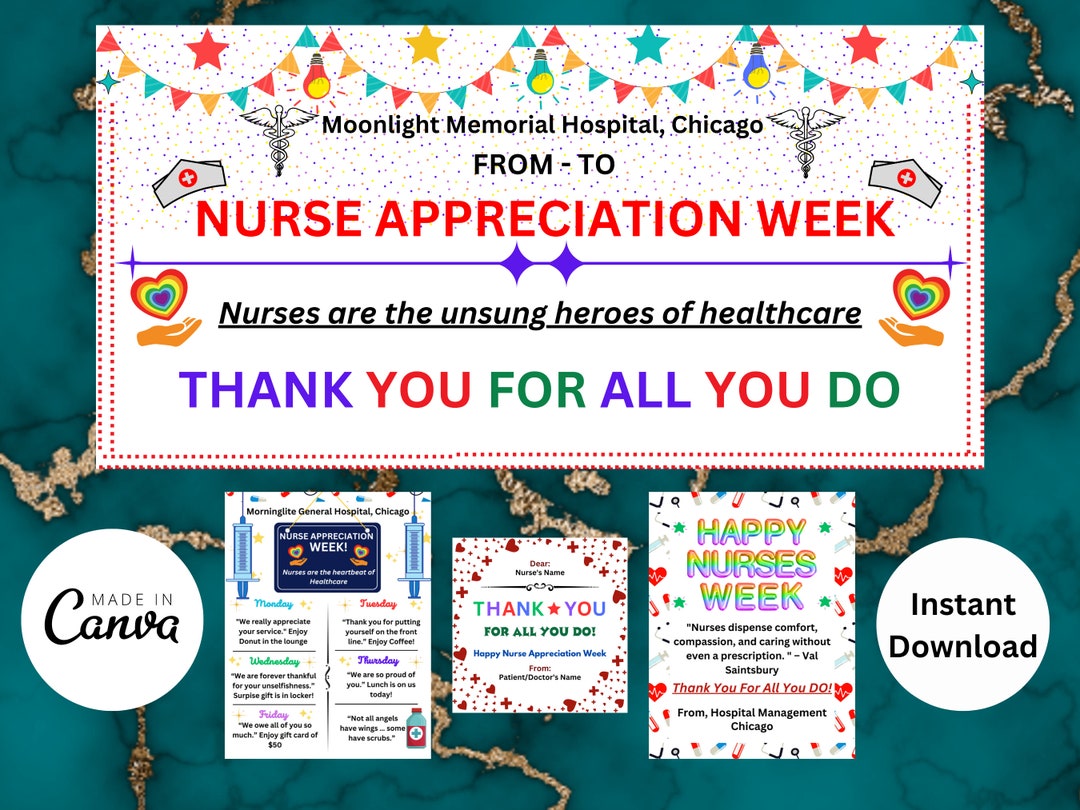 Printable Nurse Appreciation Week OR Day Bundle Which Includes ...