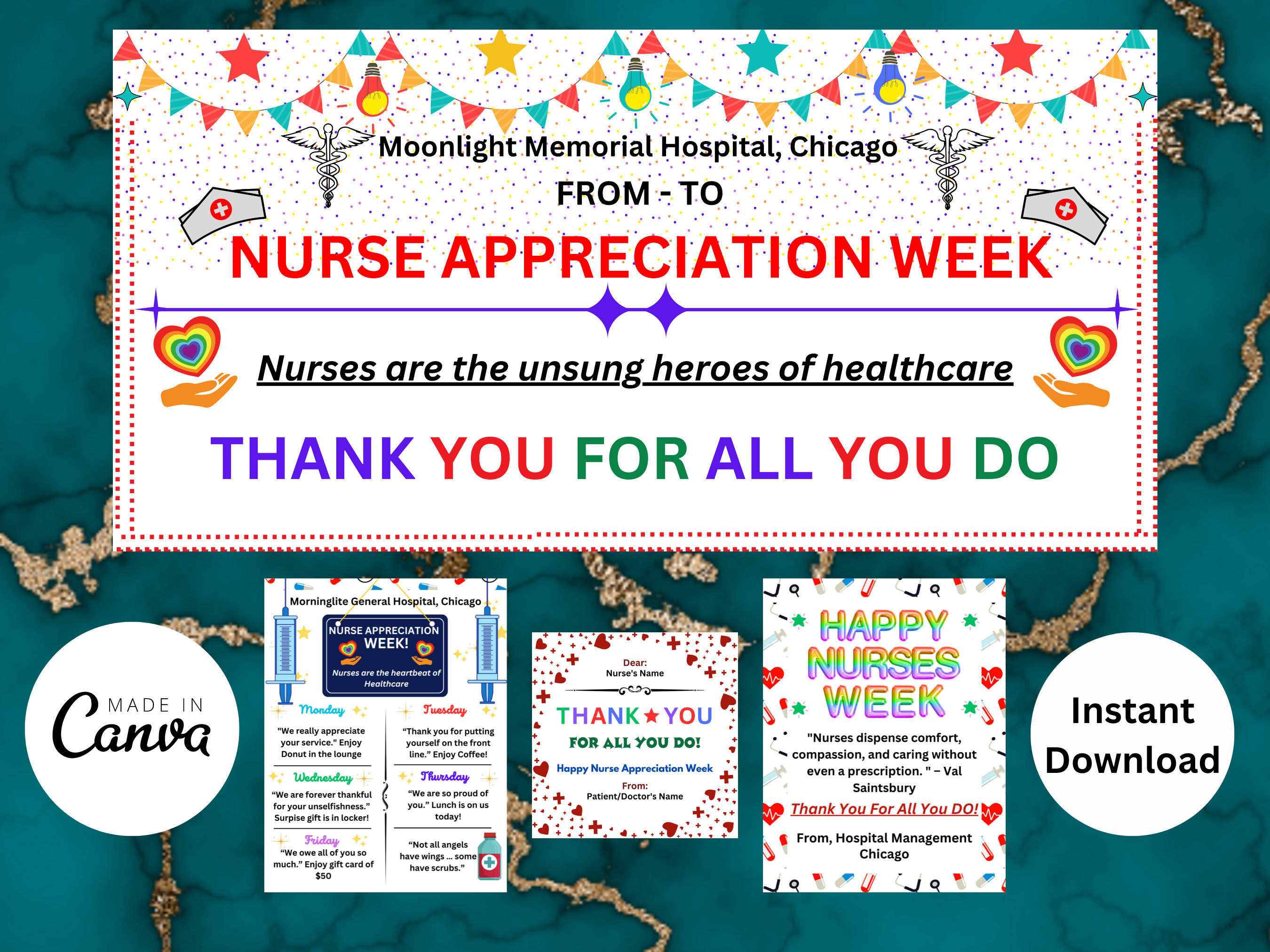 Printable Nurse Appreciation Week OR Day Bundle Which Includes ...