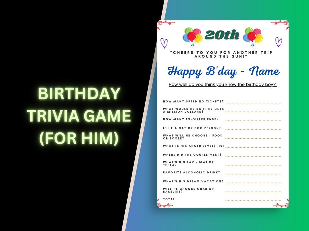 Who Knows the Birthday Boy Best - Editable Trivia Party Game - PDF ...