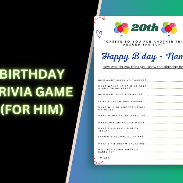 Printable Birthday Trivia Game Editable - Etsy
