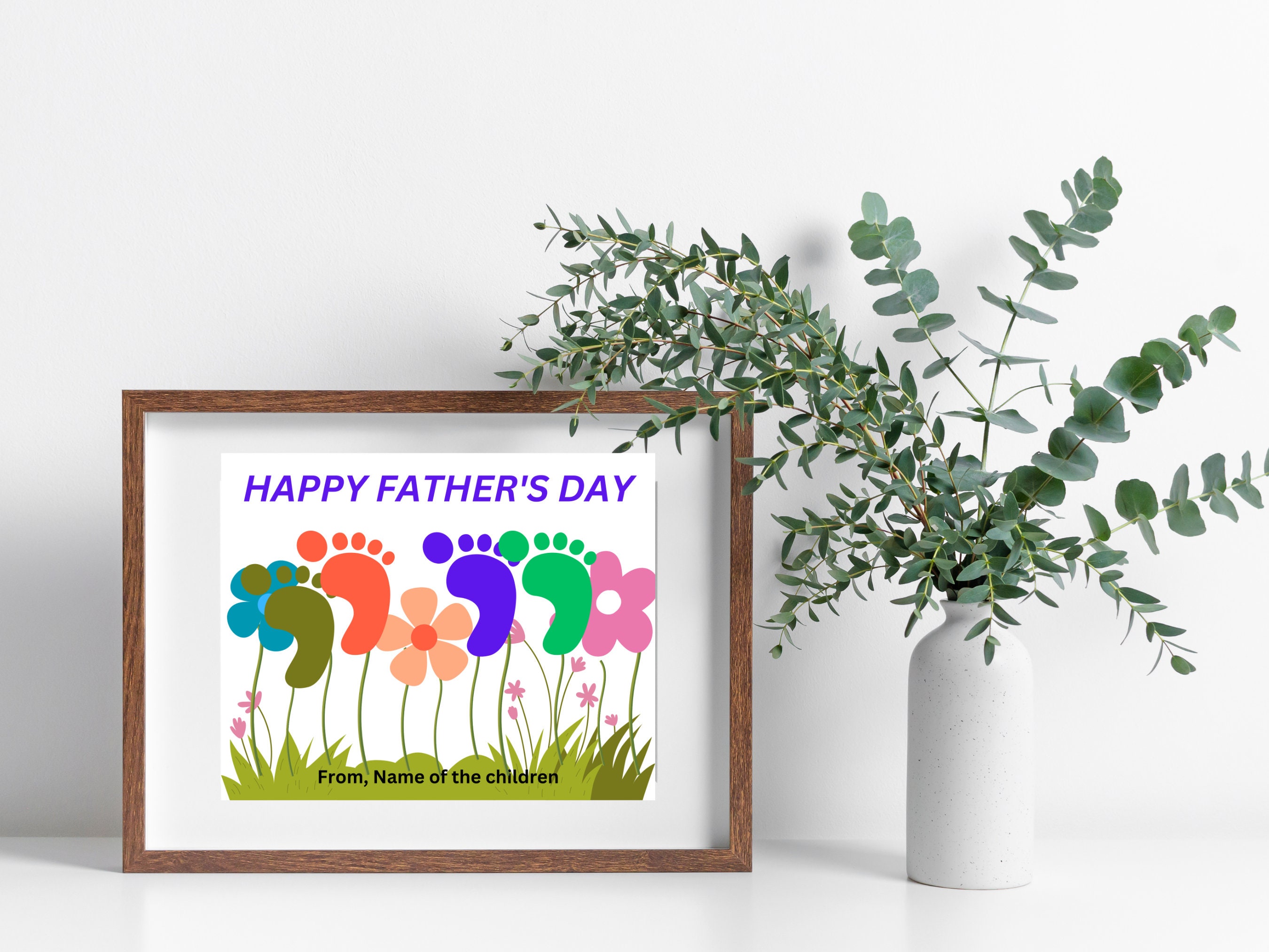 Printable Father's Day Footprint Art, Multiple Kids, Garden Footprint ...