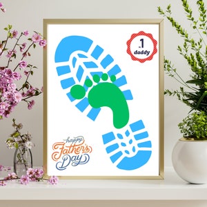 Printable Father's Day Footprint Art DIY Gift for Dad Canva Editable ...