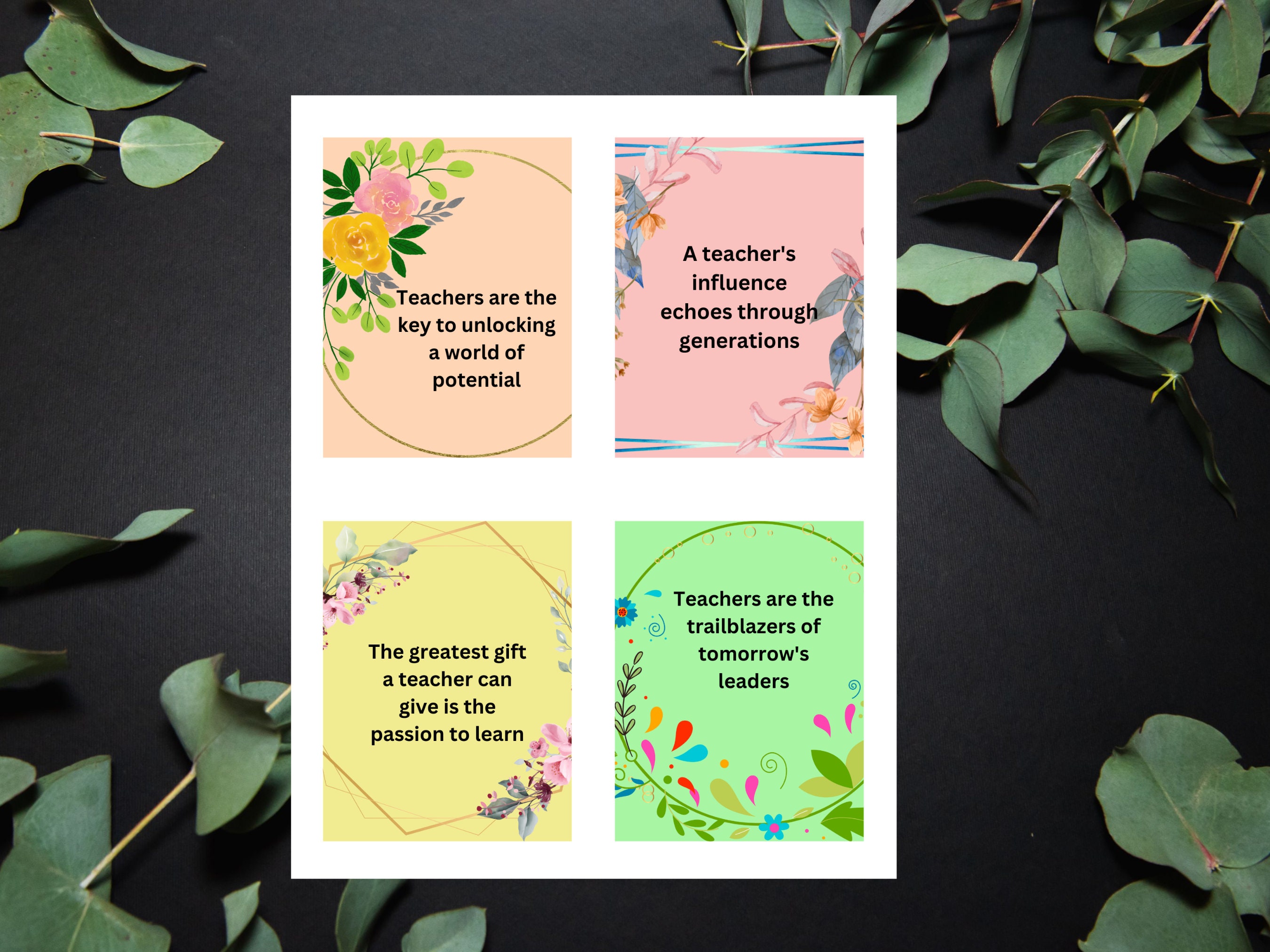 60 Printable Affirmation Cards for Teacher Appreciation Week, Digital ...