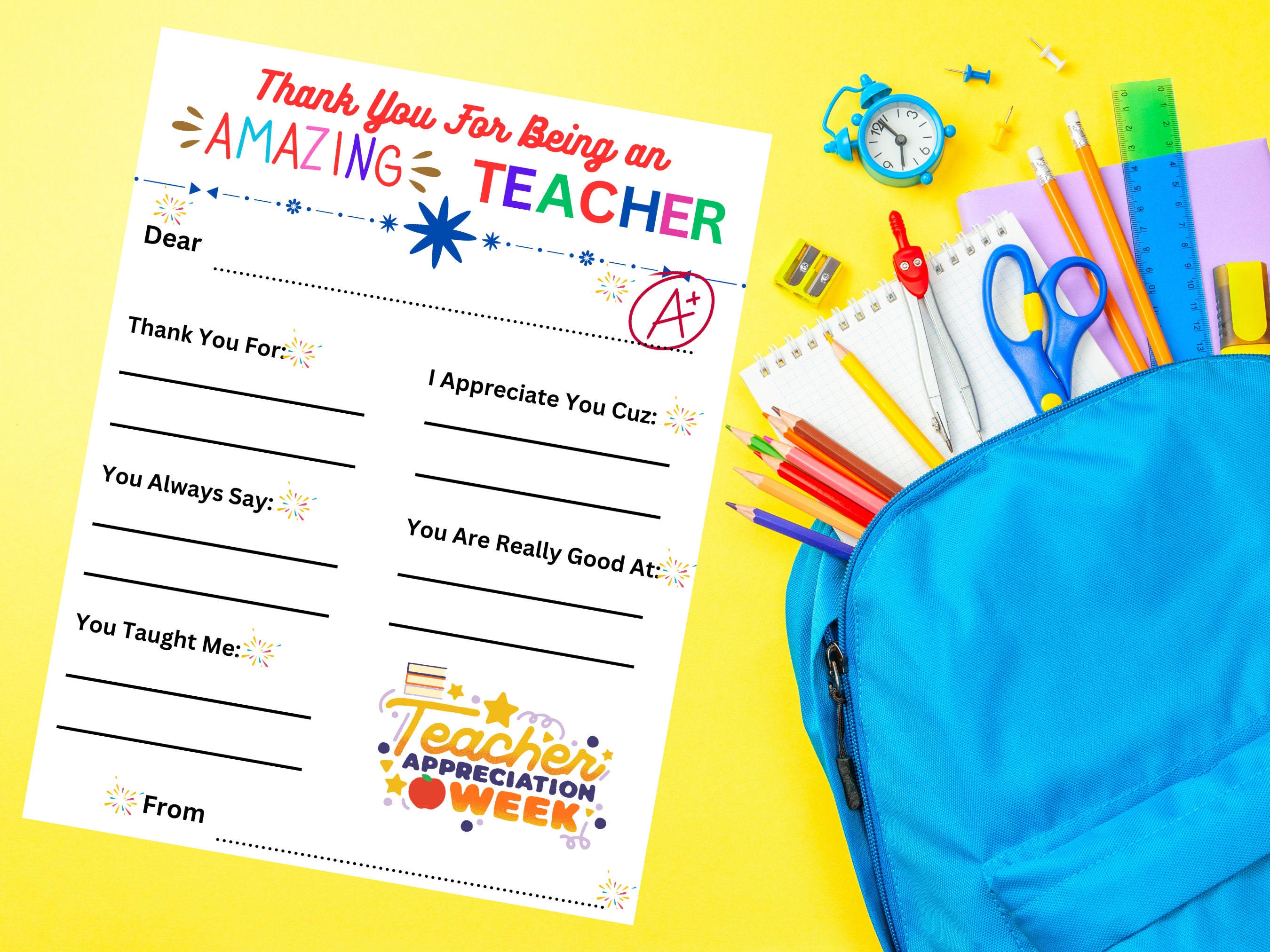 Teacher Appreciation Printable Template, Teacher Appreciation Week, All ...