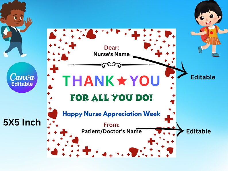 Editable Nurse Appreciation Thank You Tag Nurse Appreciation - Etsy