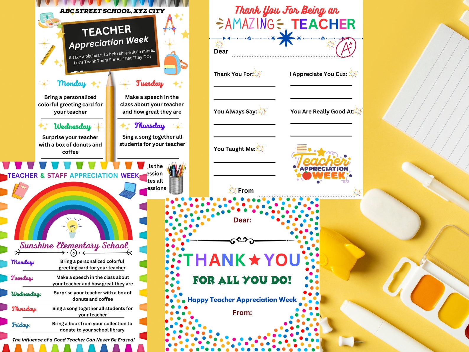 Printable Teacher Appreciation Week Bundle Canva Editable - Etsy