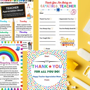 Printable Teacher Appreciation Week Bundle - Canva Editable Templates ...