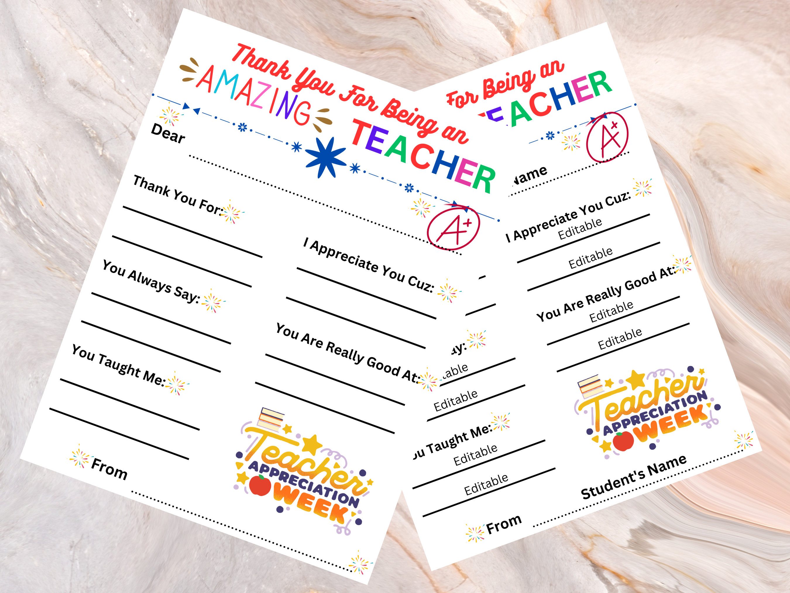 Teacher Appreciation Printable Template, Teacher Appreciation Week, All ...