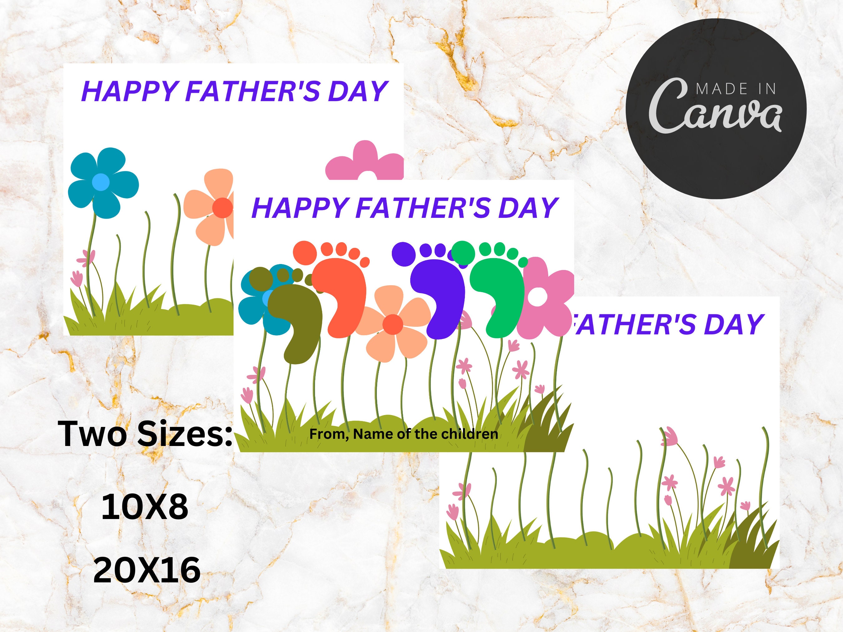 Printable Father's Day Footprint Art, Multiple Kids, Garden Footprint ...