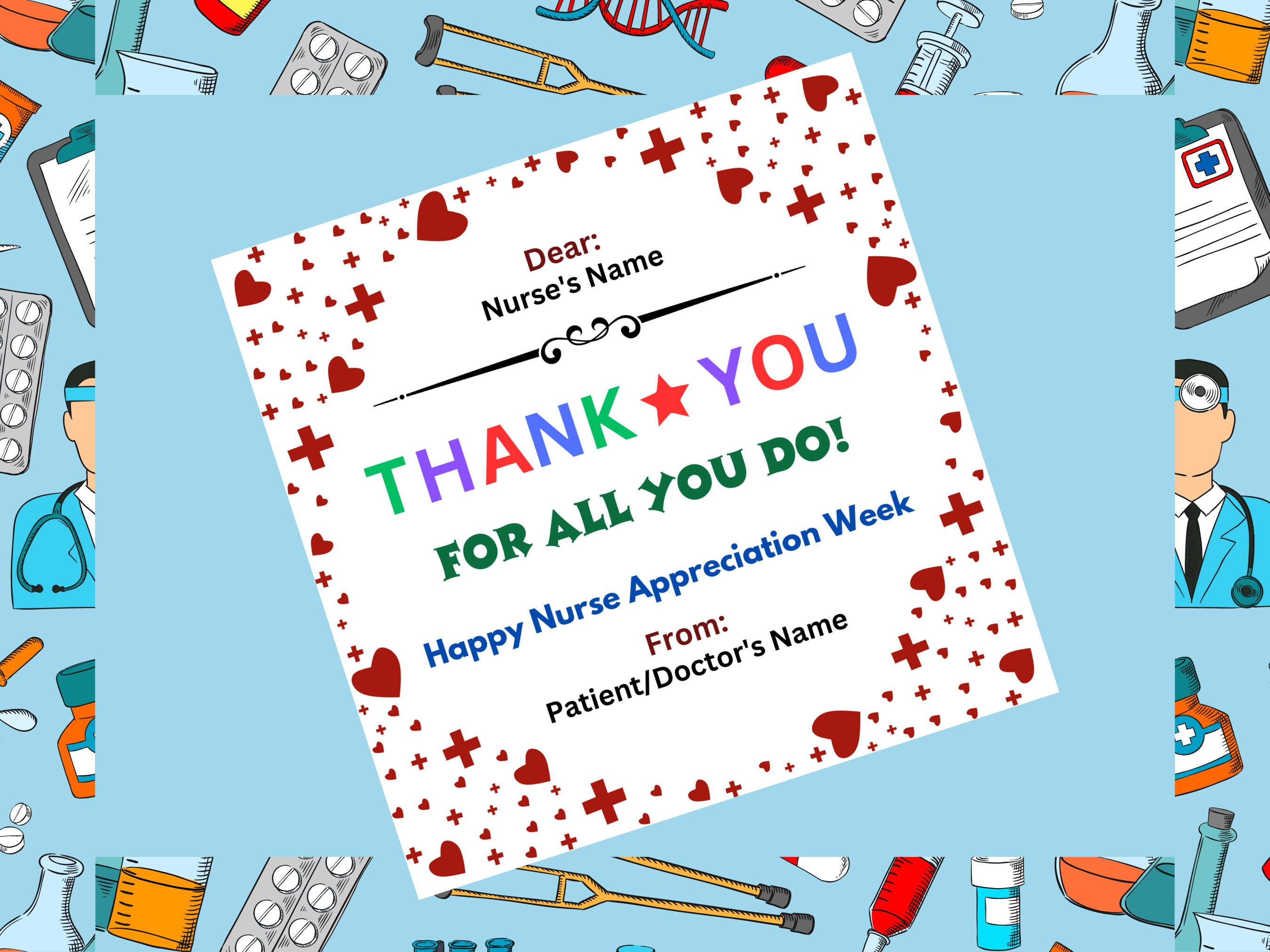 Editable Nurse Appreciation Thank You Tag Nurse Appreciation - Etsy