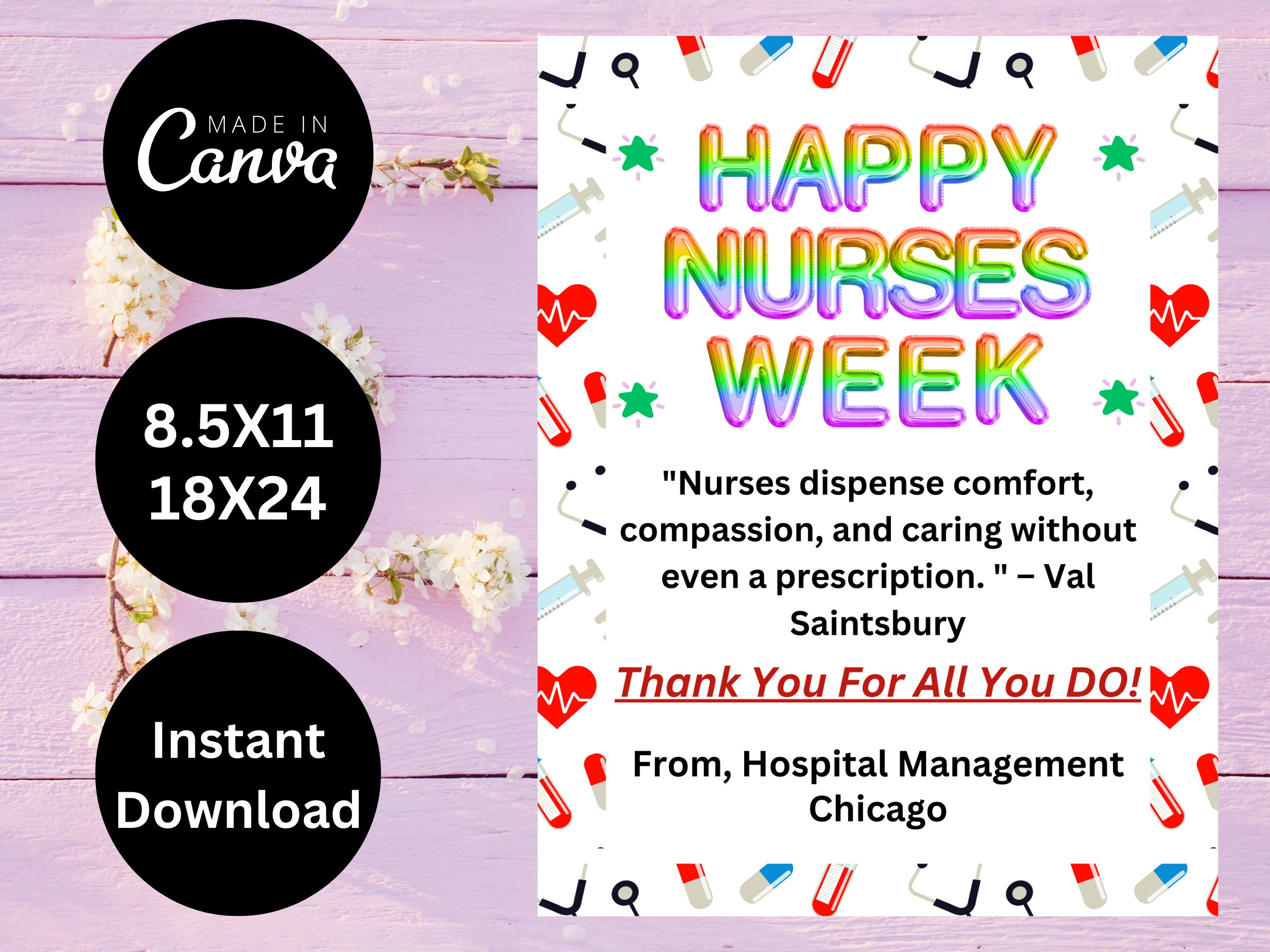 EDITABLE Nurse Appreciation Flyer, Canva Template, Instant Download ...