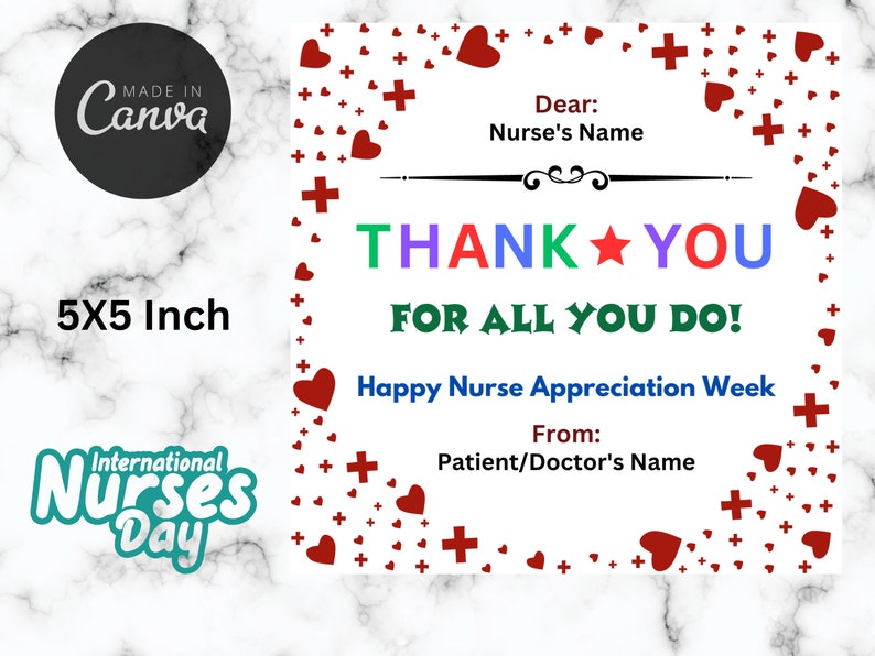 Editable Nurse Appreciation Thank You Tag Nurse Appreciation - Etsy