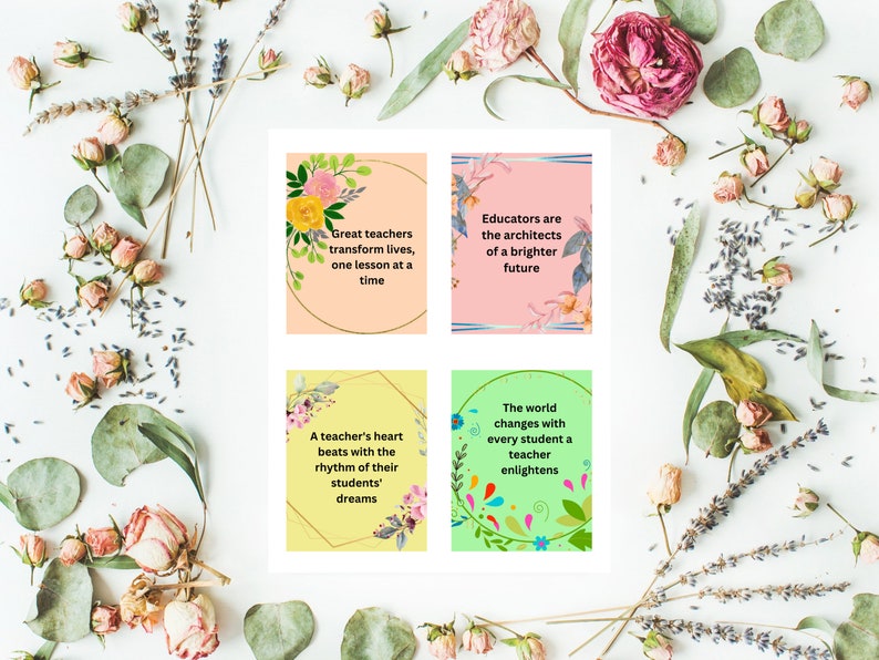 60 Printable Affirmation Cards for Teacher Appreciation Week, Digital ...