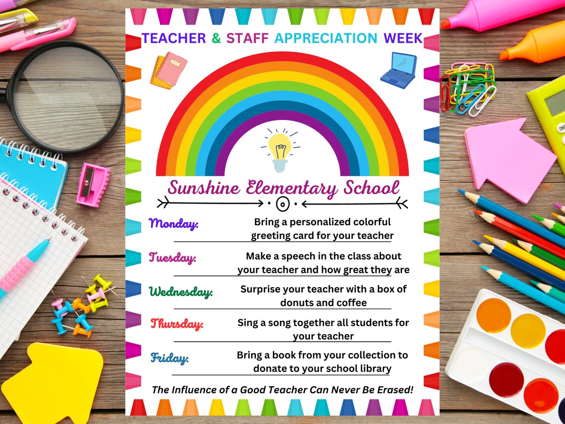 Printable Teacher Appreciation Week Bundle - Canva Editable Templates ...