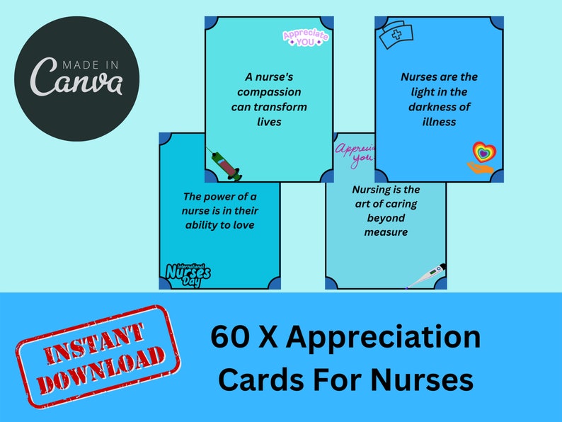 60 Printable Affirmation Cards for Nurse Appreciation Week/day, Digital ...