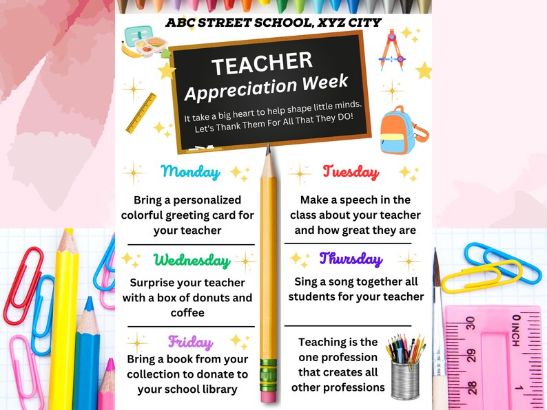 Printable Teacher Appreciation Week Bundle Canva Editable - Etsy
