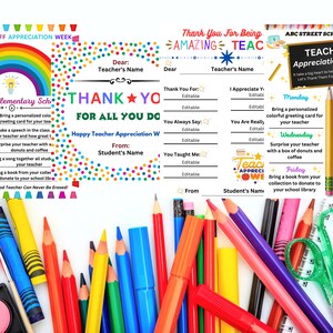 Printable Teacher Appreciation Week Bundle - Canva Editable Templates ...