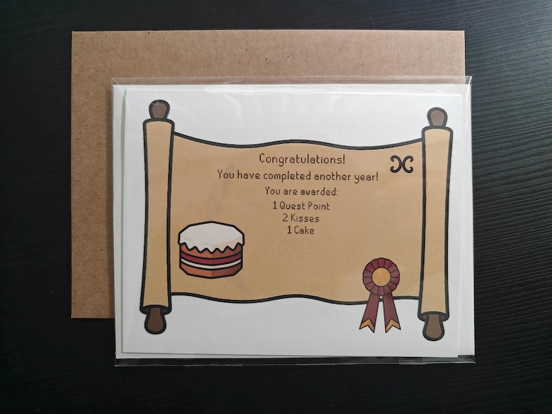 Runescape OSRS Birthday Greeting Card - Fully Customizable Text | Quest ...