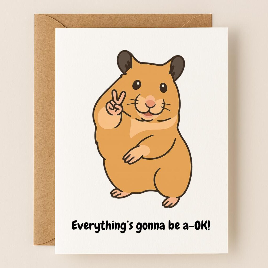 Peace Sign Hamster Meme Greeting Card: Customizable Encouragement - Etsy