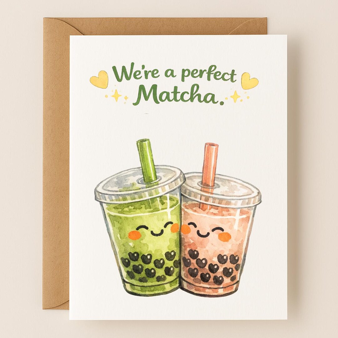 Bubble Tea Boba Love Card, Perfect Matcha, Punny Anniversary Gift - Etsy