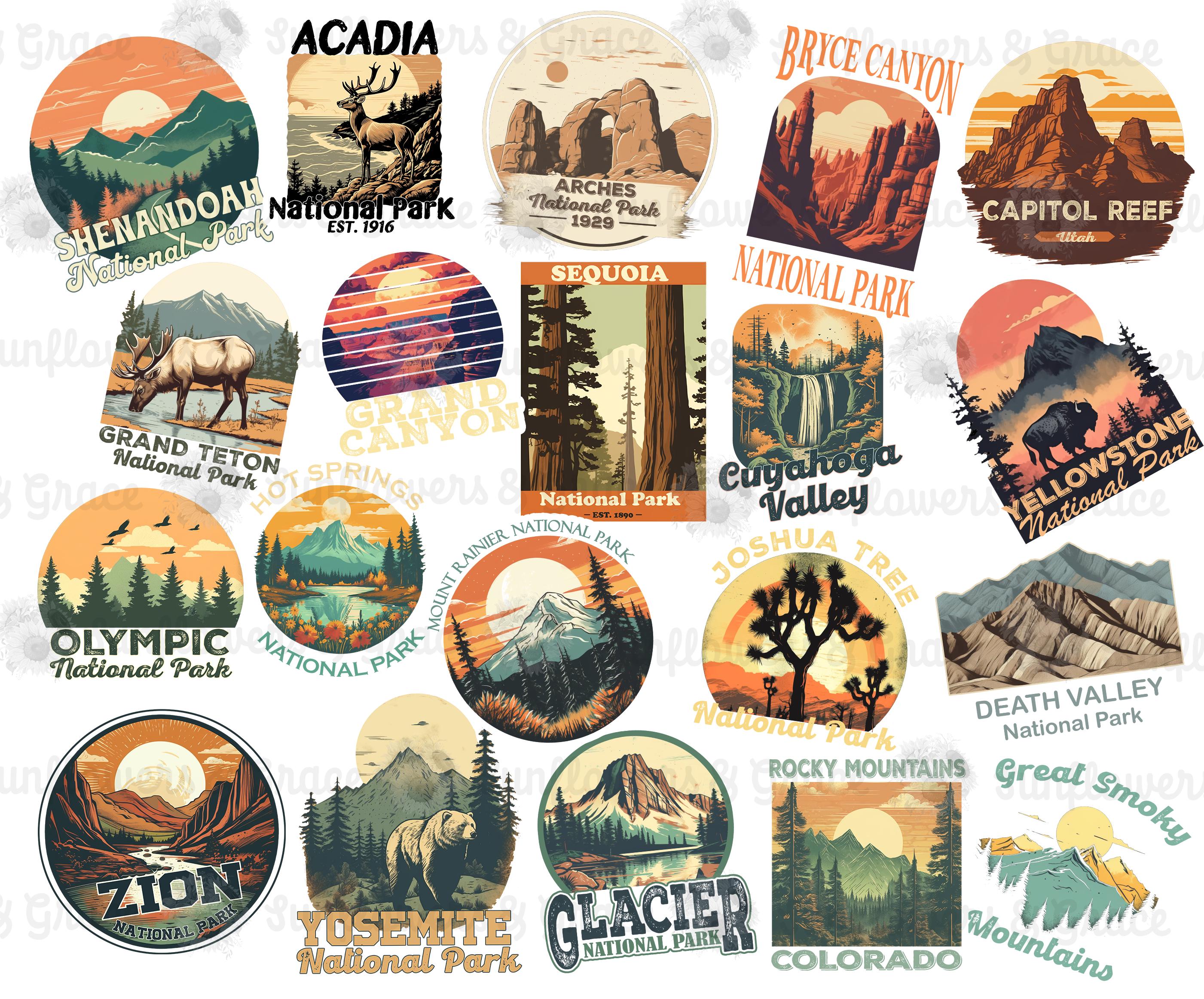National Parks Stickers-style Wrap, PNG Project Image, DIY Sublimation ...