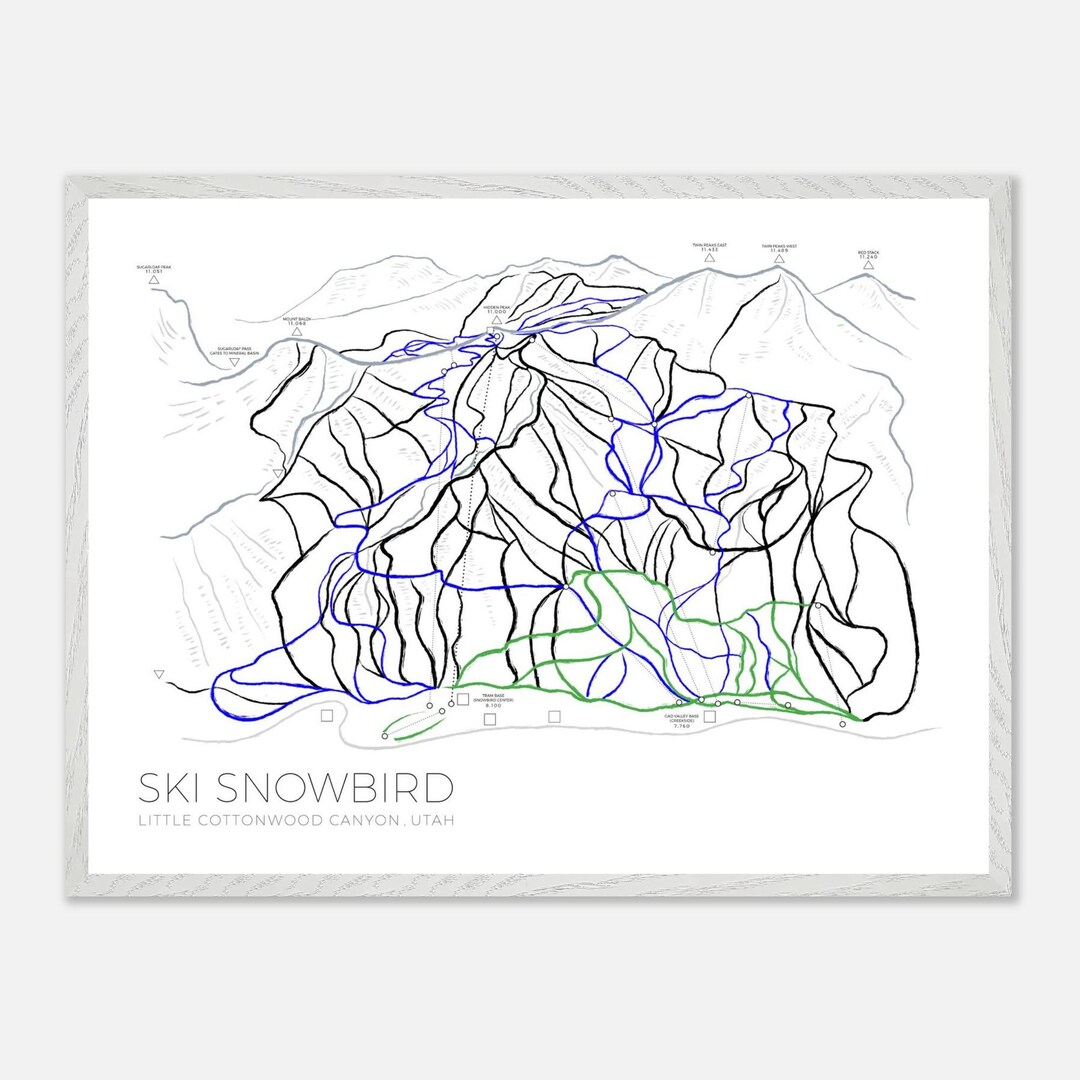 Snowbird Ski Mountain Minimalist Art – Framed Modern Utah Ski Art Print ...