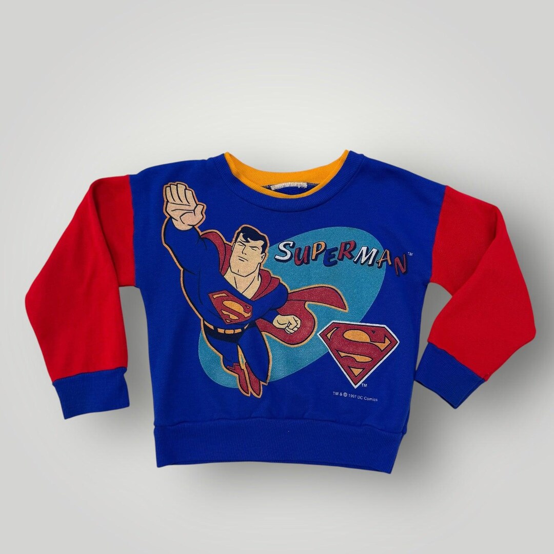 1997 Kids Toddler Vintage Superman Colourful Crew Sweatshirt 2Y 3Y - Etsy