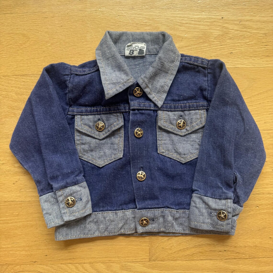70s 80s Kids Toddler Vintage Alfredo Two Tone 100% Cotton Denim Long ...
