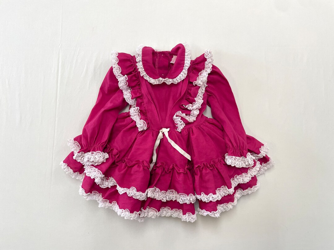 90s Kids Toddler Baby Vintage Raffle Lace Dress / 18m 24m 2T / Made in ...