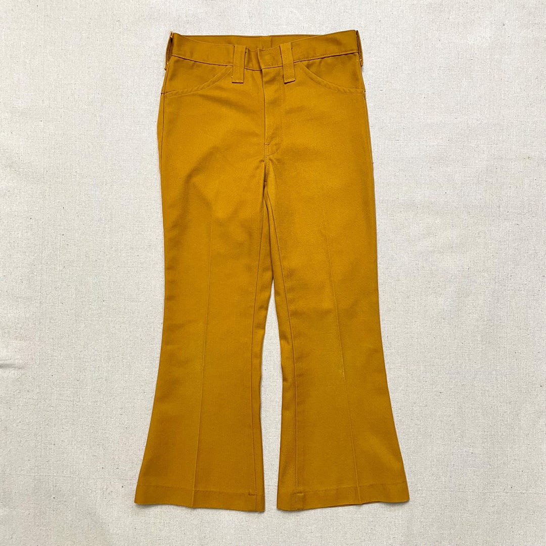 70s 80s Kids Youth Vintage Masterd Faded Yellow Colour Zip up Flare ...