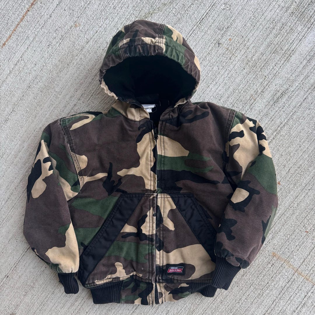 Early 2000s Kids Toddler Dickies Camouflage Lined Zip Jacket With Hood ...