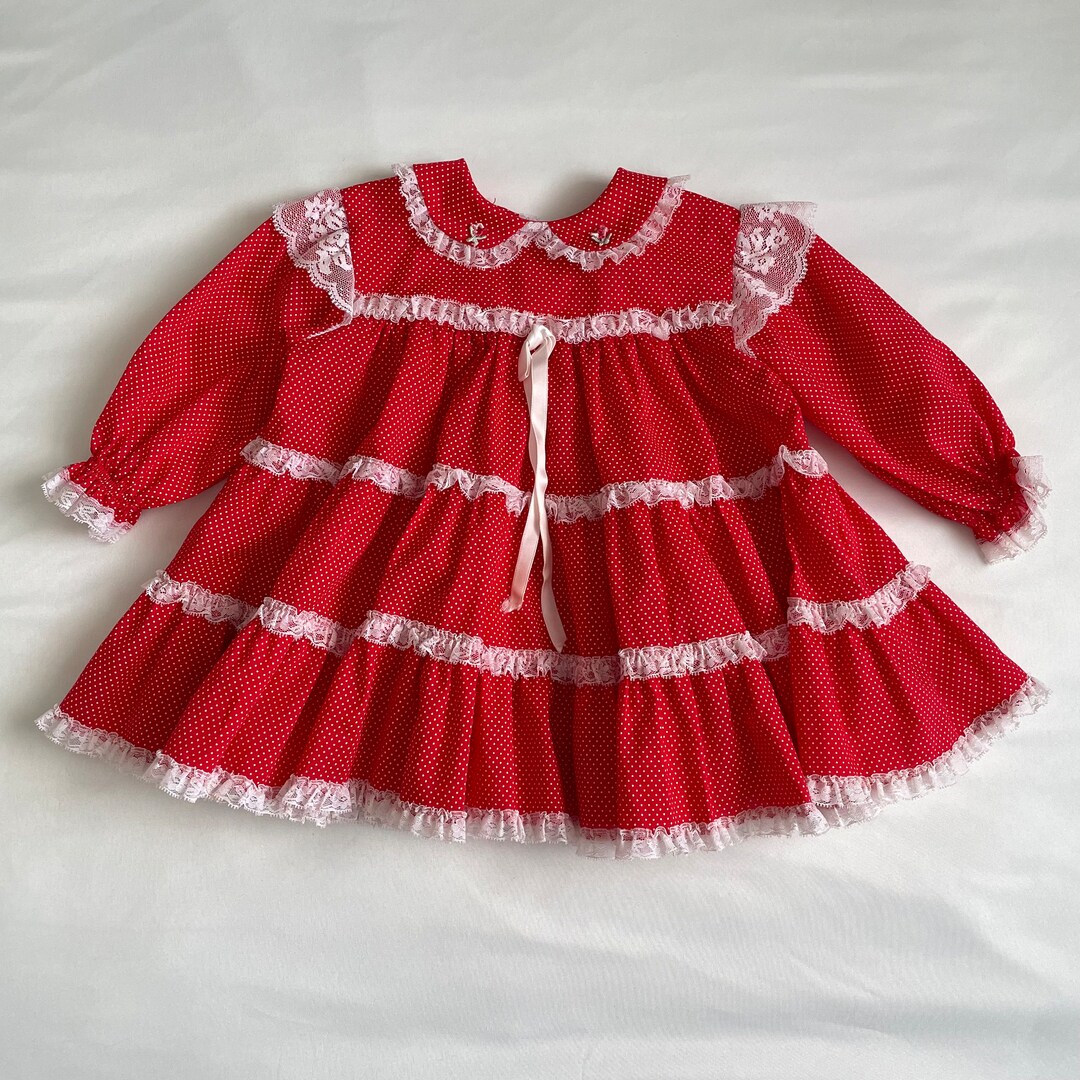 80s/90s Kids Vintage Raffle Lace Dress 24m - Etsy