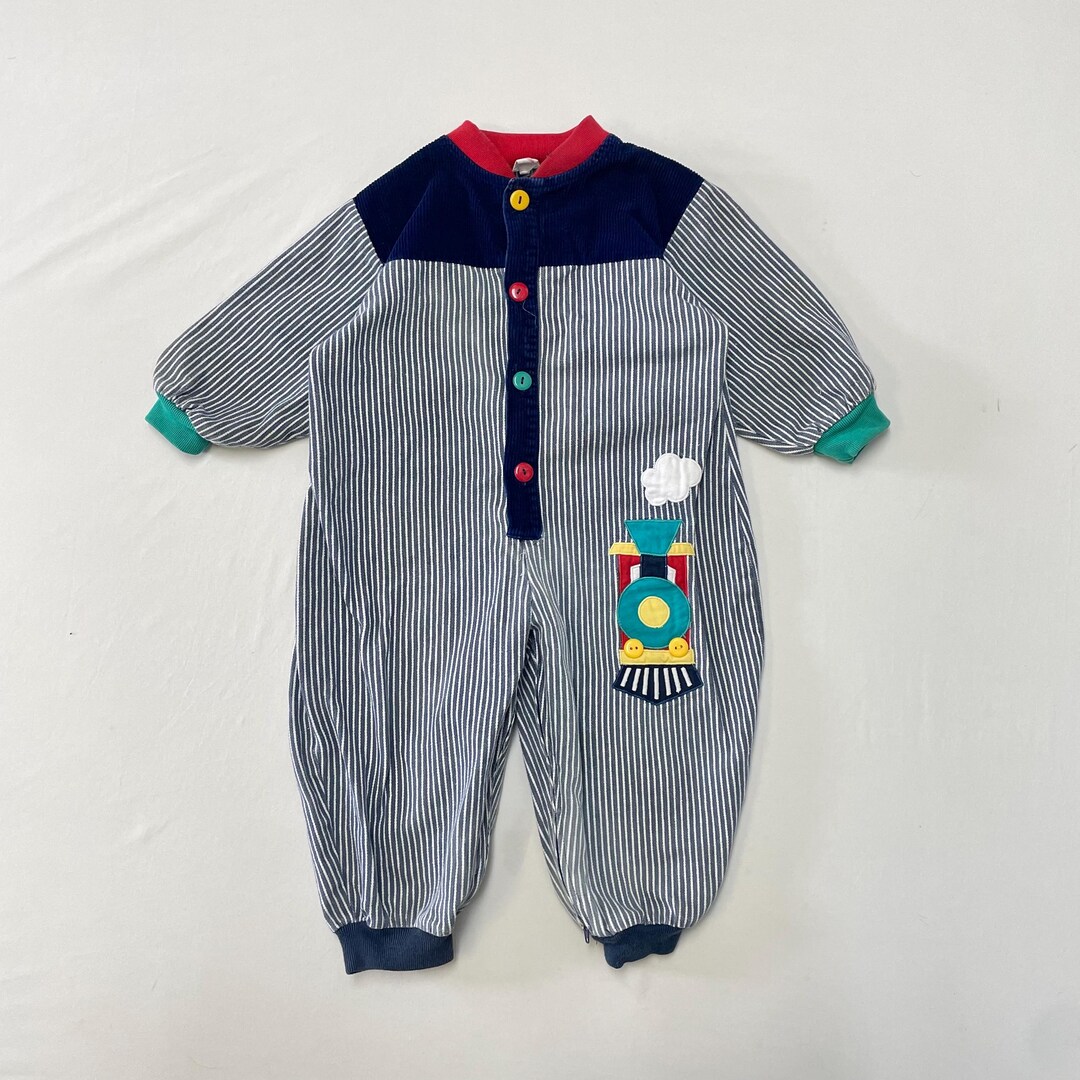 90s Kids Toddler Vintage Hickory Stripe Corduroy Colourful Buttons ...