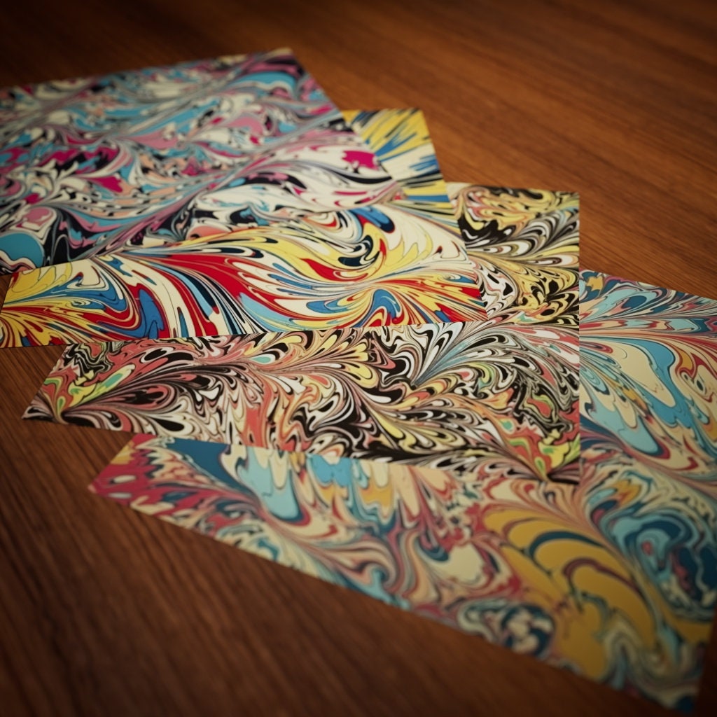 14 Vibrant Printable Marbled Paper Patterns Vol. 01 Budget Decorative ...