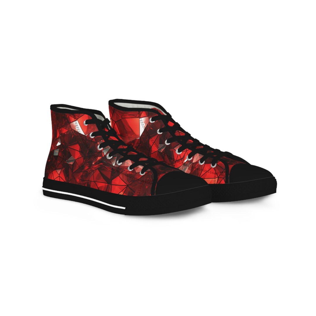 Red Ruby Rizzler Set Men's High Top Sneakers Trippy Abstract Hoodies ...