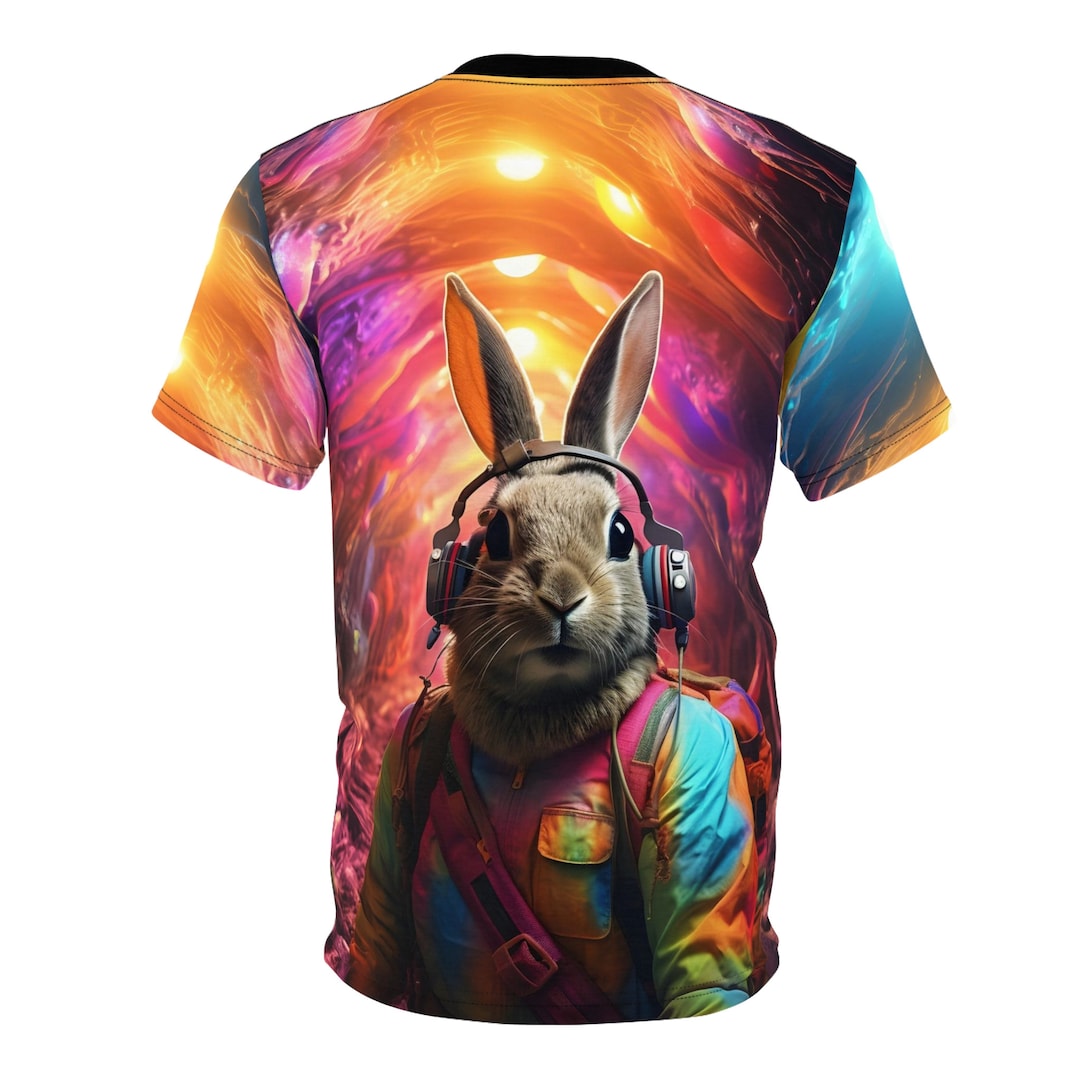 Rave Rabbit Unisex Tee Rave Animal, Rainbow Rabbit Shirt, Rabbit Lovers, Animal Lover, Rave Gear ...