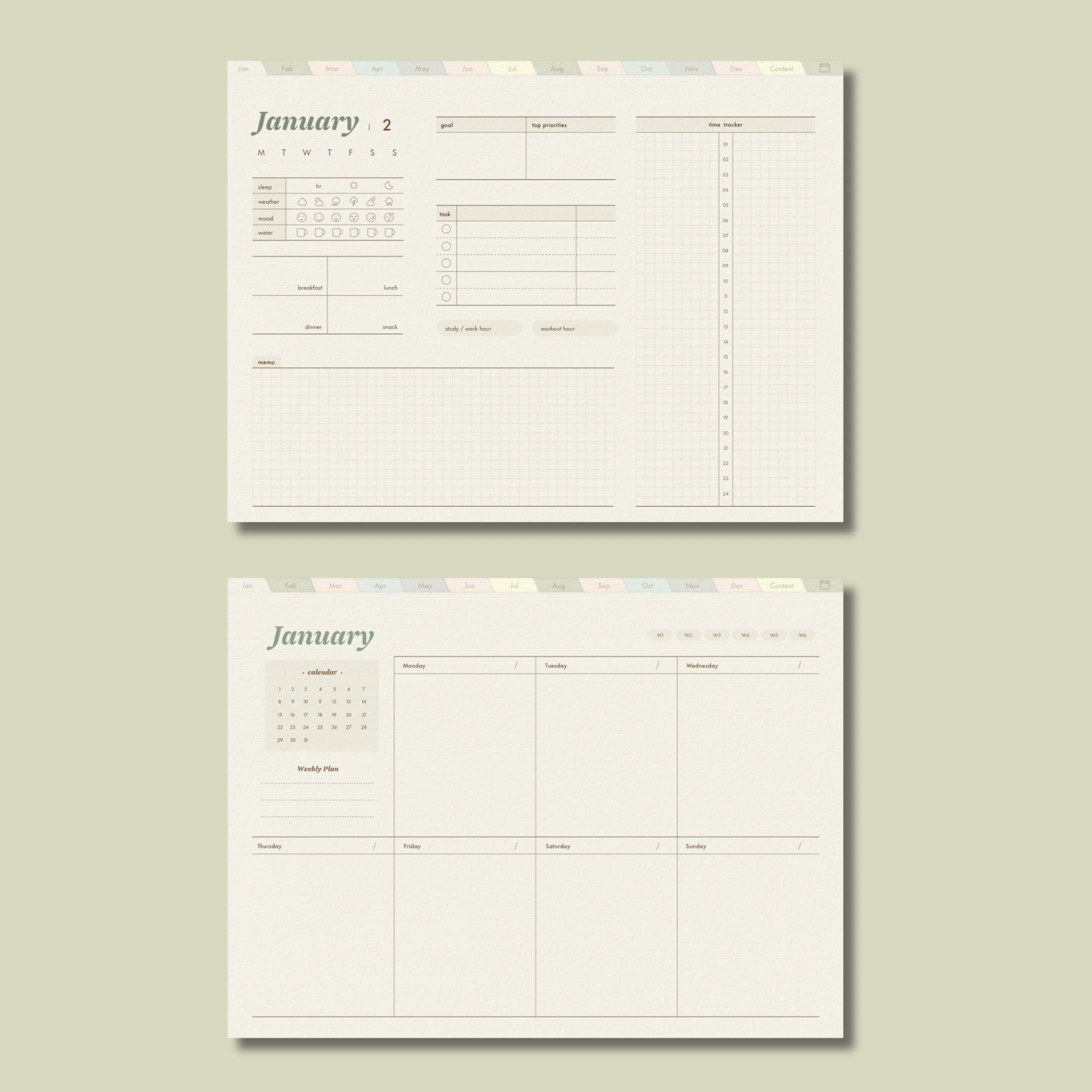 2024 the Life Planner All in One Hyperlinked Yearly Undated Planner ...