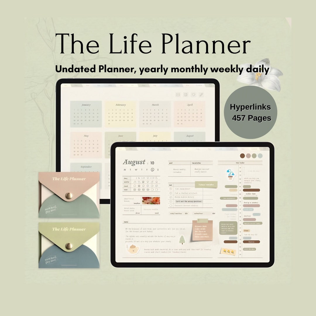 2024 the Life Planner All in One Hyperlinked Yearly Undated Planner ...