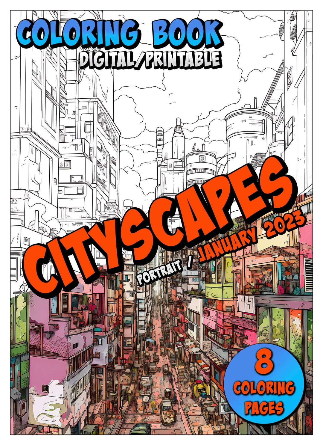 Cityscapes Coloring Book | Jan '23 Portrait Issue | INSTANT DOWNLOAD ...