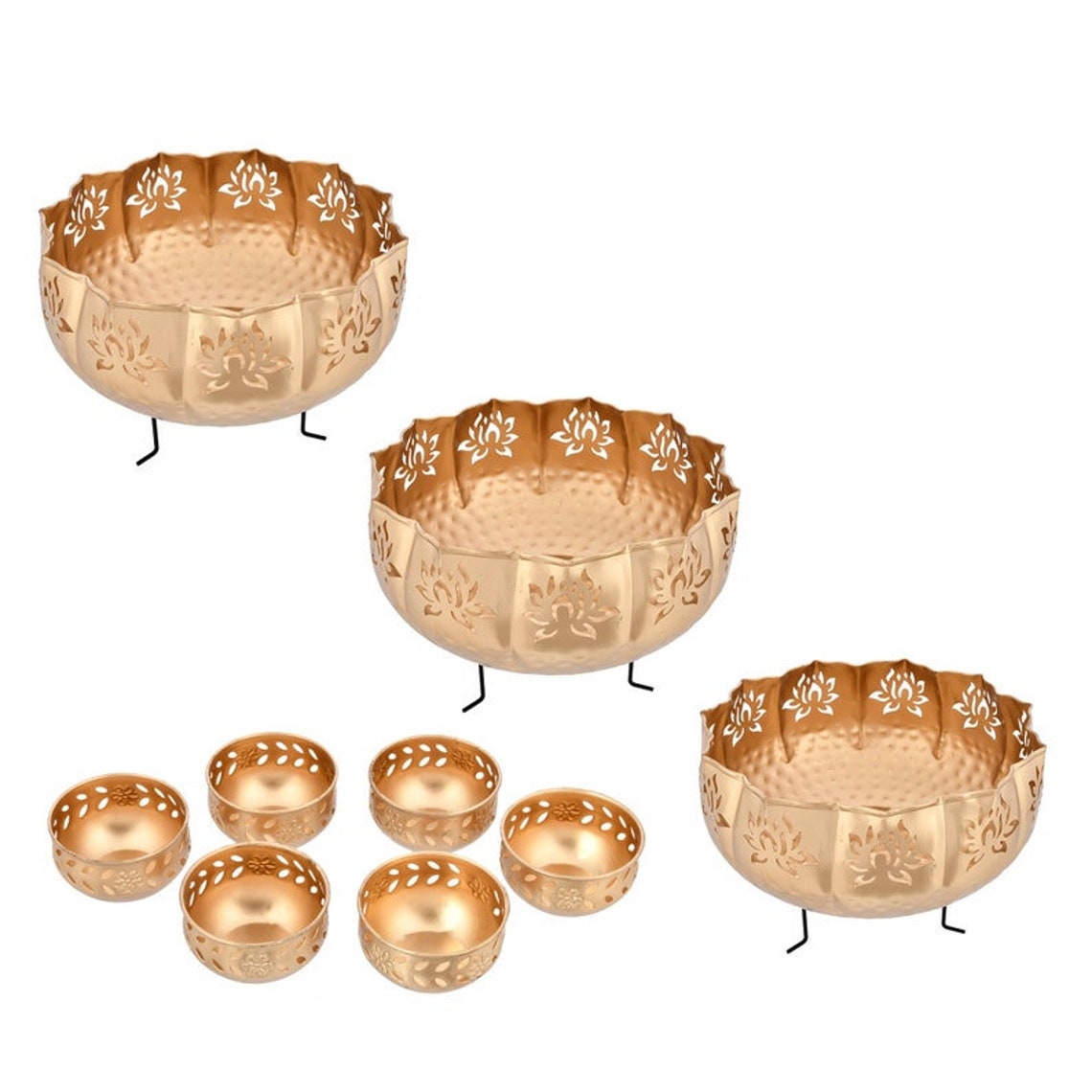 Lotus Urli Bowl Set, Urli With Stand for Floating Candle-flowers ...