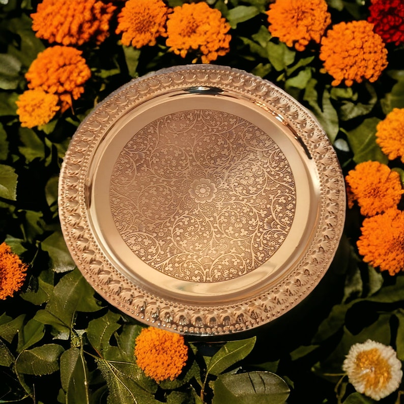 Brass Puja Thali 10 Inch Thaliset|pooja Thali|arati| Thambulam Plate ...