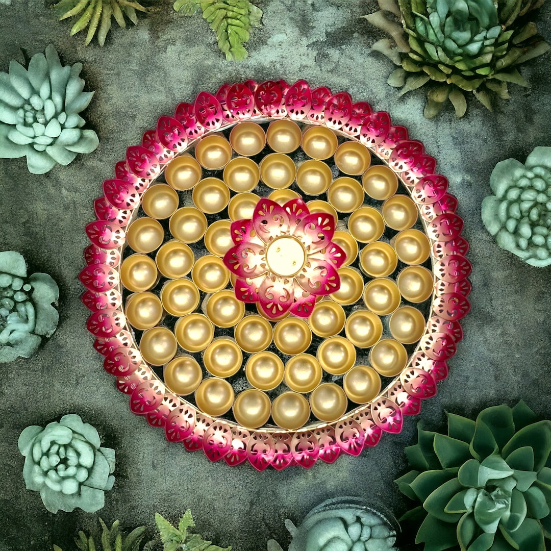 Chappan 56-bhog Metal Pooja Handmade Thali With Lotus Diya for Offering ...