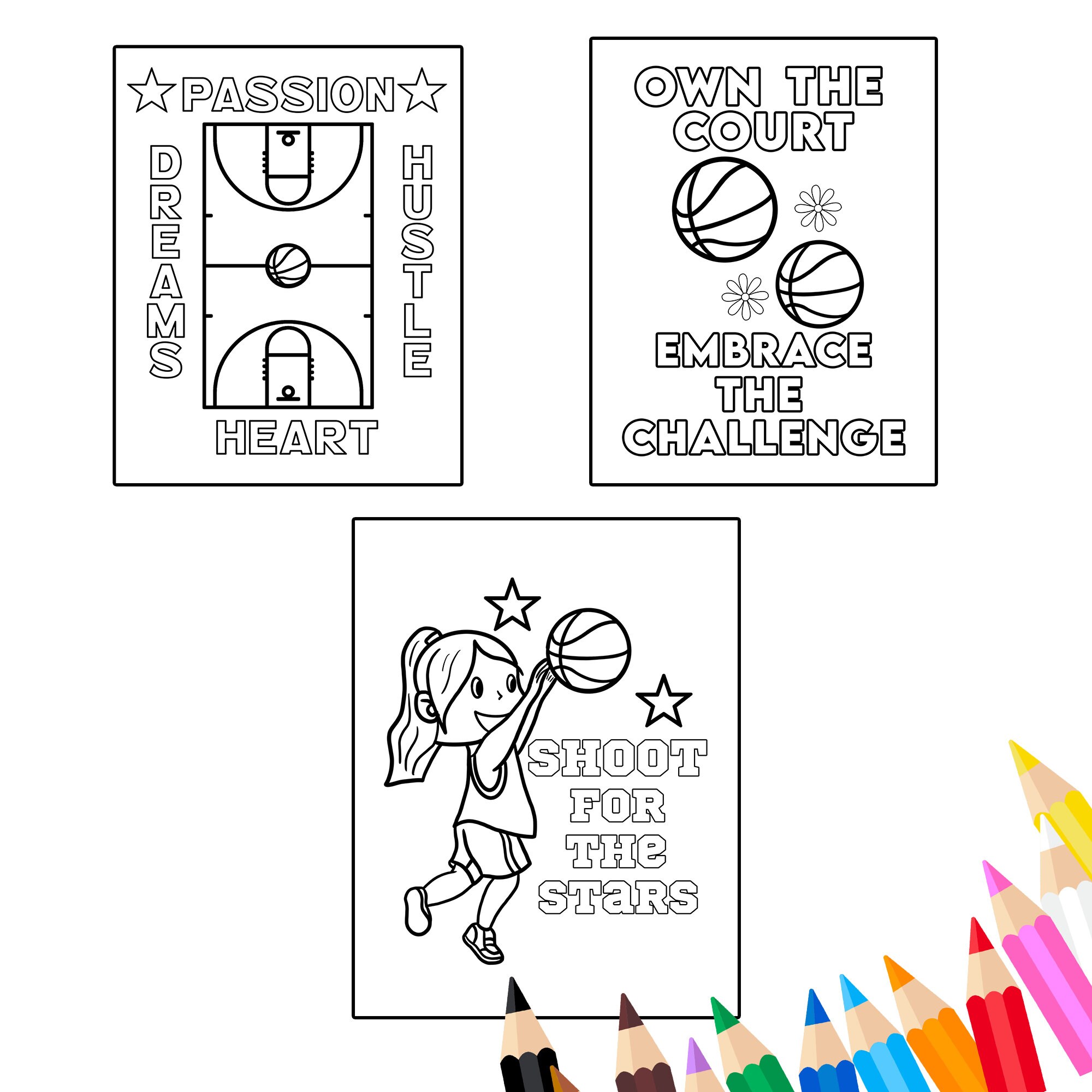 Affirmation Coloring Pages, Basketball Coloring Pages, Basketball Party ...
