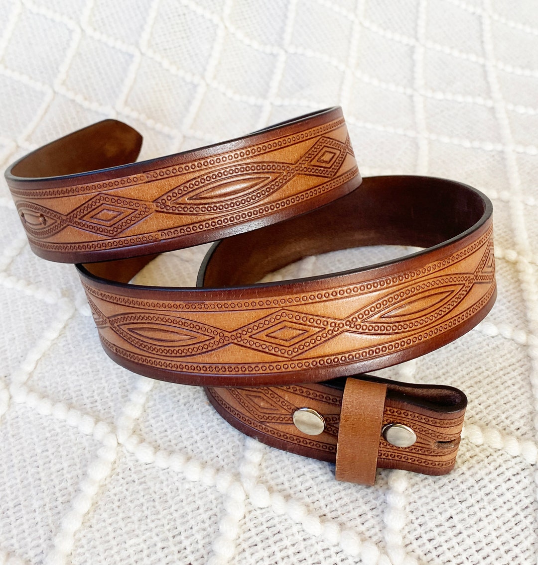 Genuine Leather Cowboy Belt Tooled Western Floral Engraved Leather Belt ...